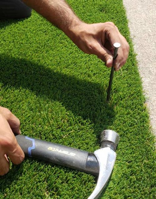 Nailing artificial grass store