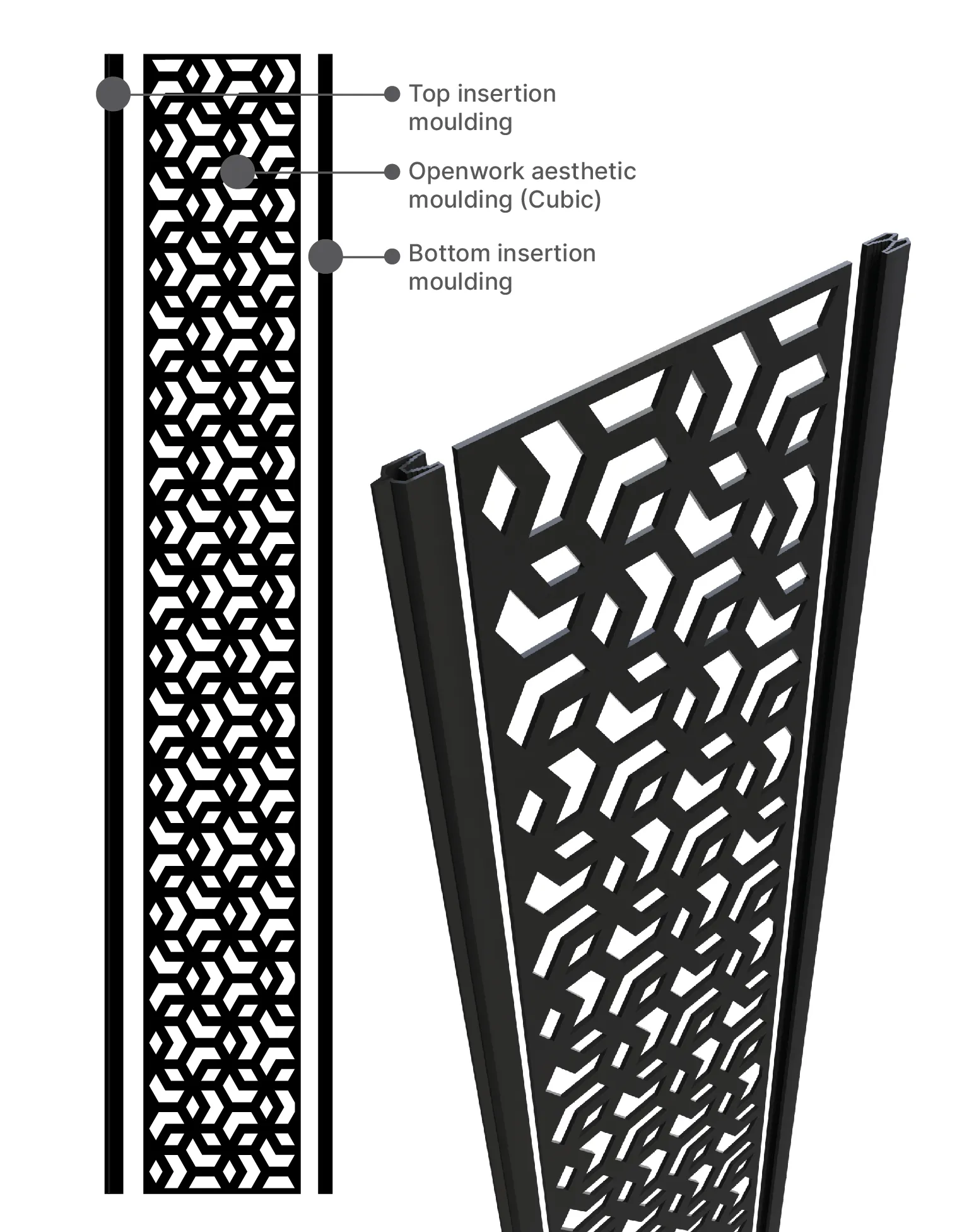 Fence Openwork - Decorative fence Lattice 12'' Aluminum Cubic - SGC